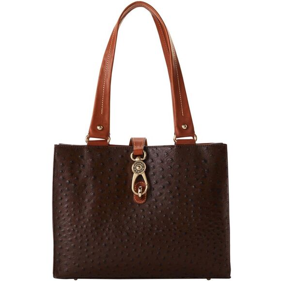 Dooney & Bourke | Bags | Dooney Bourke Ostrich Medium Logo Lock Tote ...